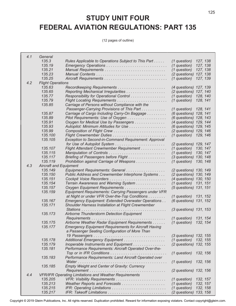 FAA Part 135 Study Guide for ATP Test