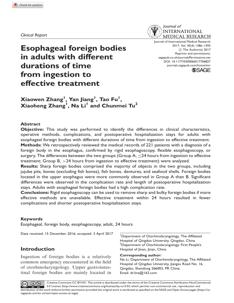Esophageal Foreign Bodies: Treatment Time & Complications