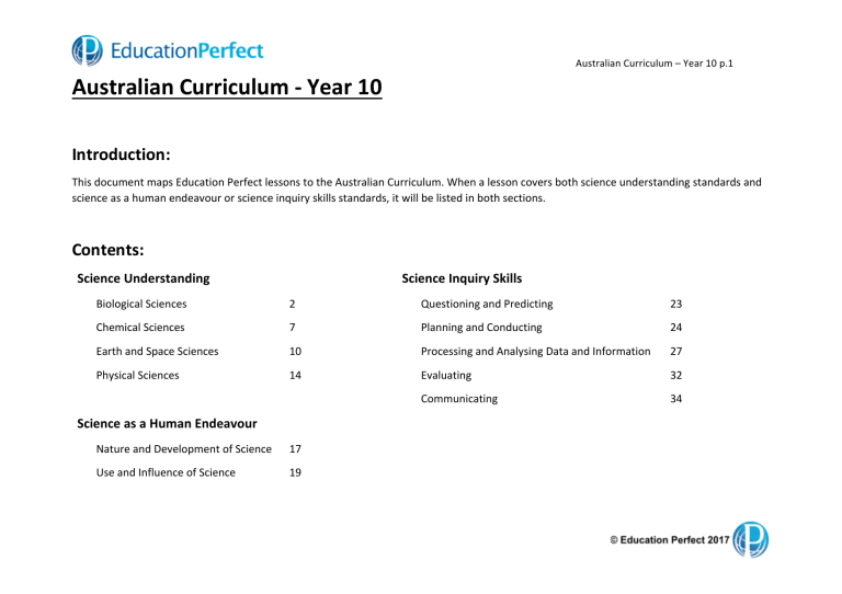 Australian Curriculum Year 10 Science Guide