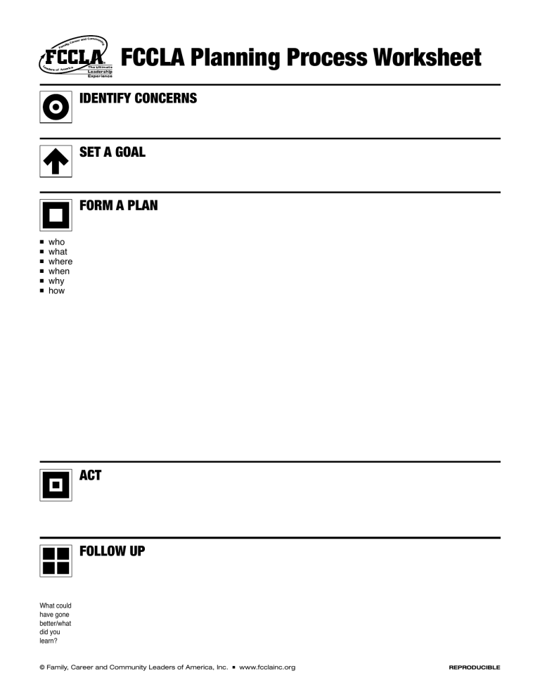 FCCLA Planning Process Worksheet
