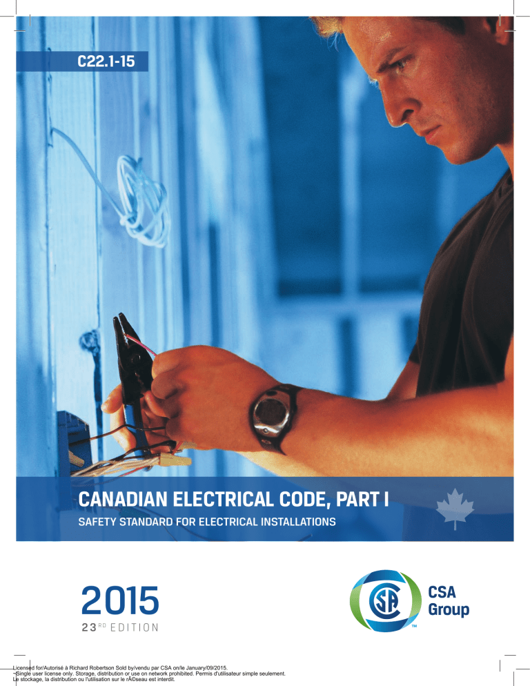 Canadian Electrical Code 2015 Part I