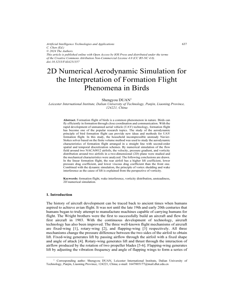 Aerodynamic Simulation of Bird Formation Flight
