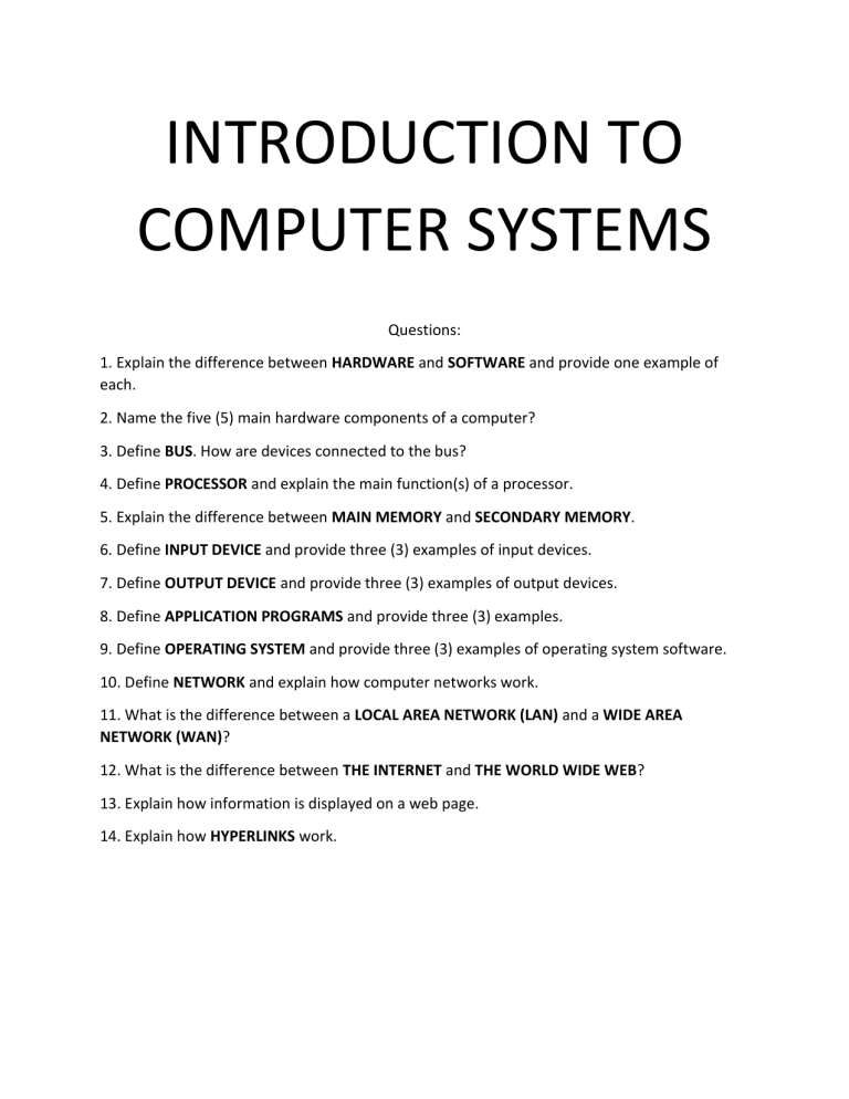 Introduction to Computer Systems Study Guide
