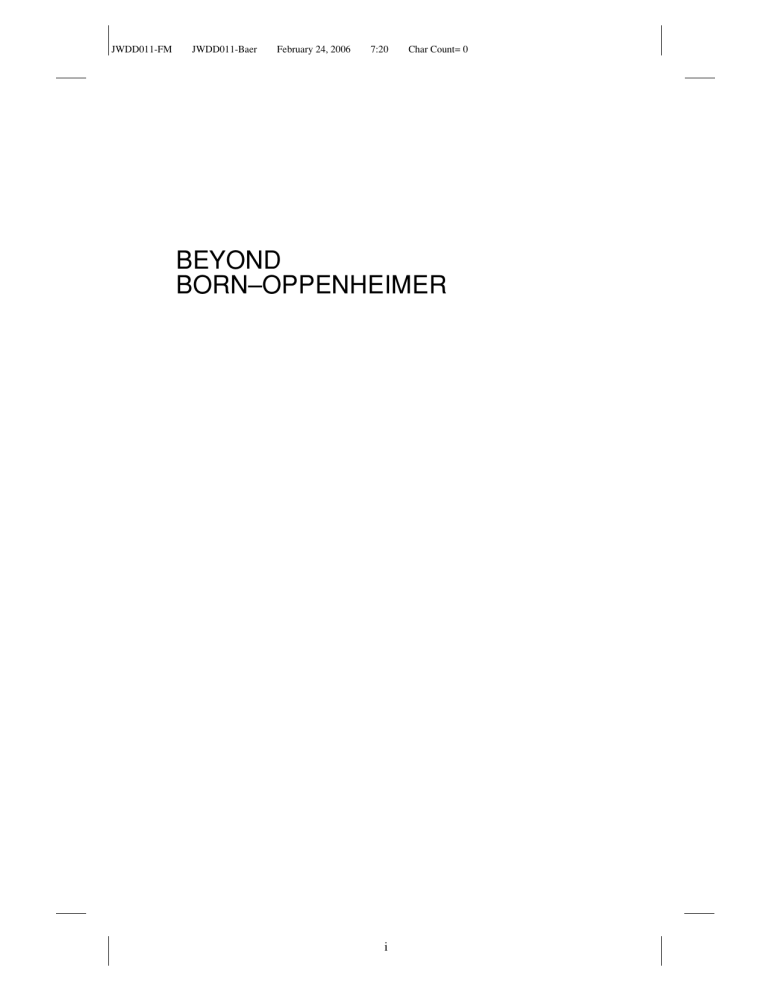 Beyond Born-Oppenheimer: Conical Intersections Theory