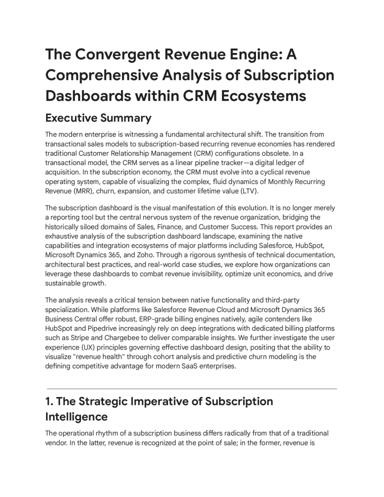 Subscription Dashboards in CRM: Comprehensive Analysis