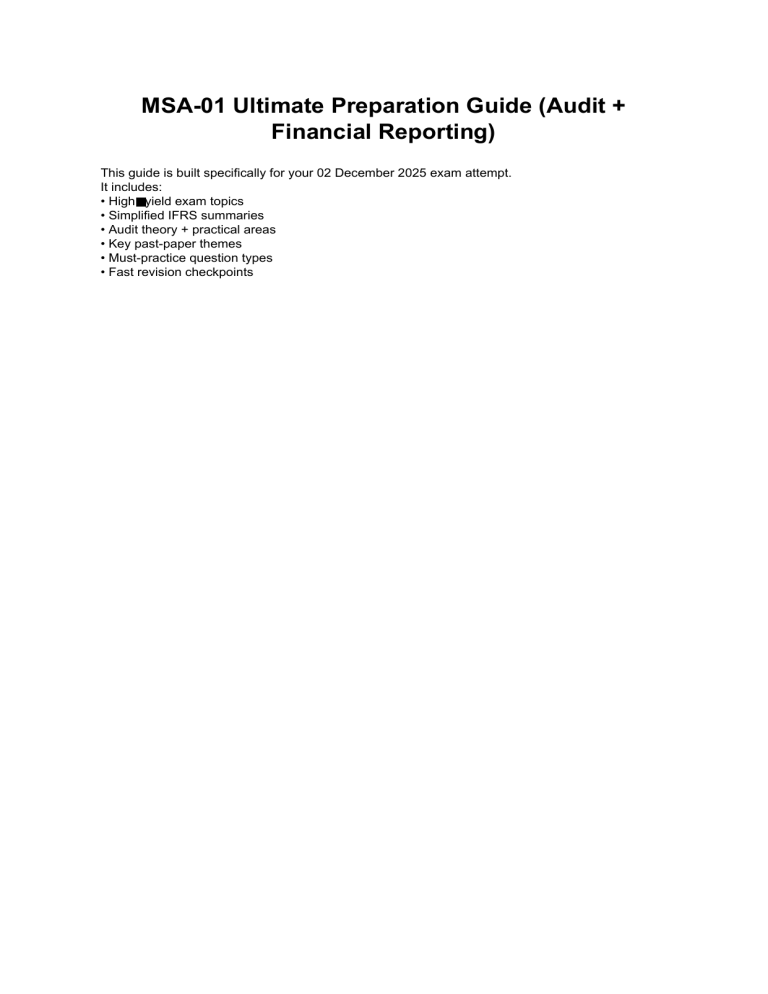 MSA-01 Audit & Financial Reporting Exam Guide