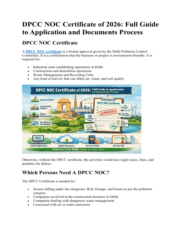 DPCC NOC Certificate 2026: Application Guide