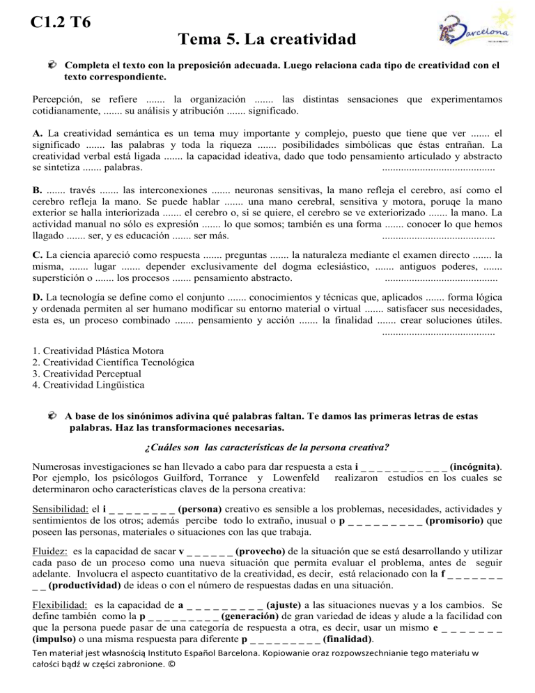 C1.2 T6 Ficha de alumno La creatividad