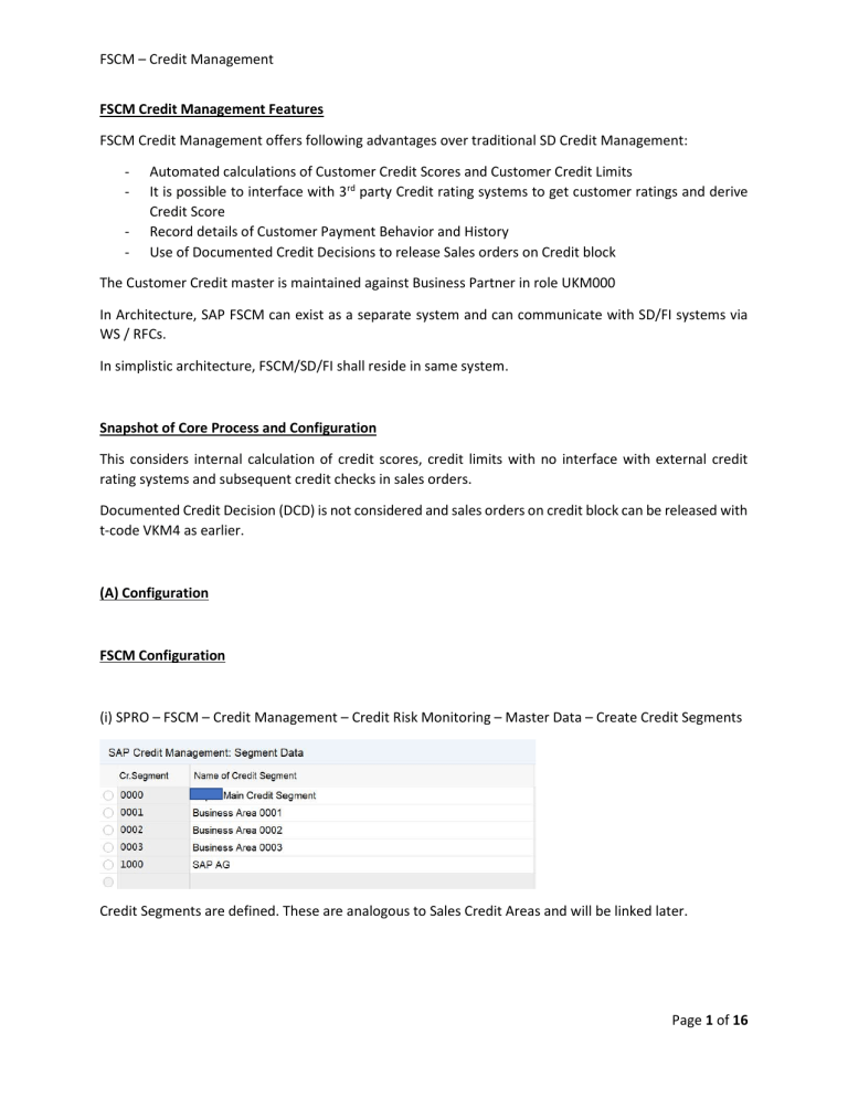 SAP FSCM Credit Management Configuration Guide