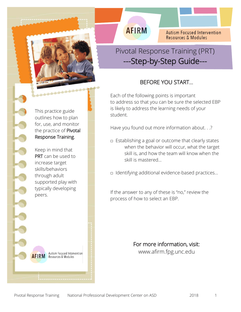 Pivotal Response Training (PRT) Step-by-Step Guide