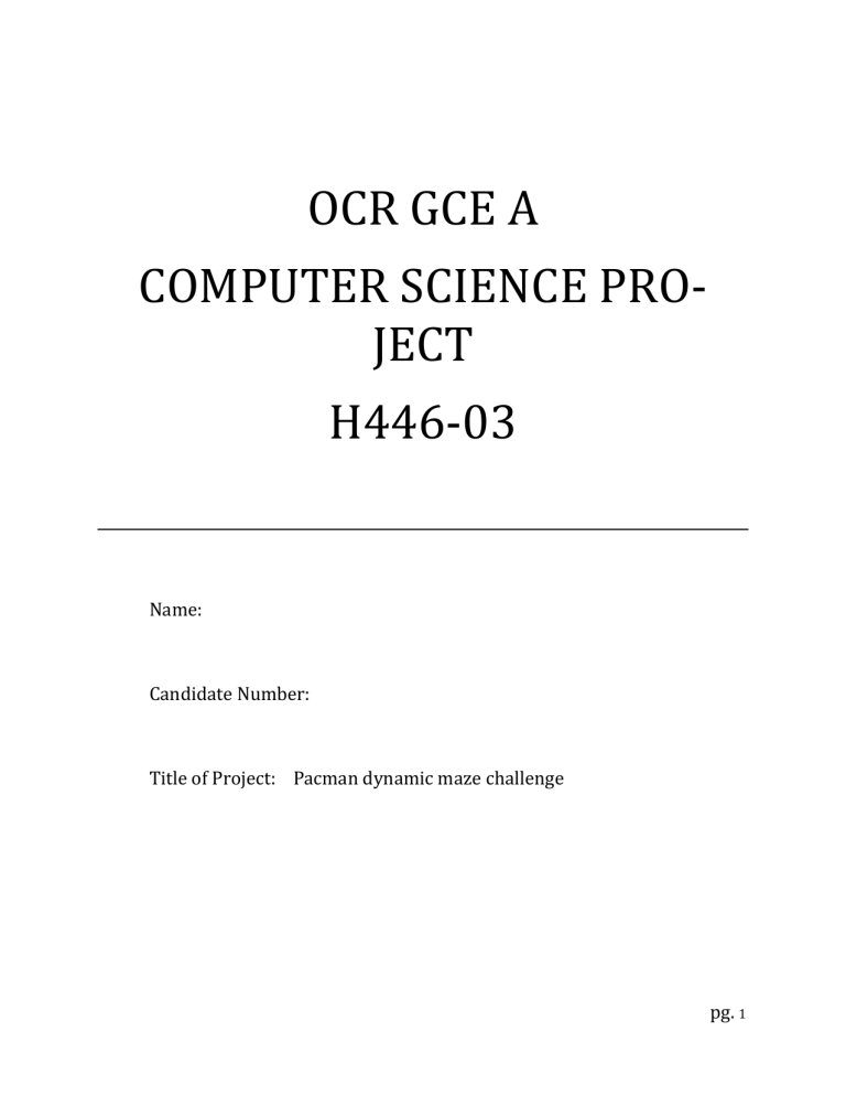 Pac-Man Dynamic Maze Challenge - Computer Science Project