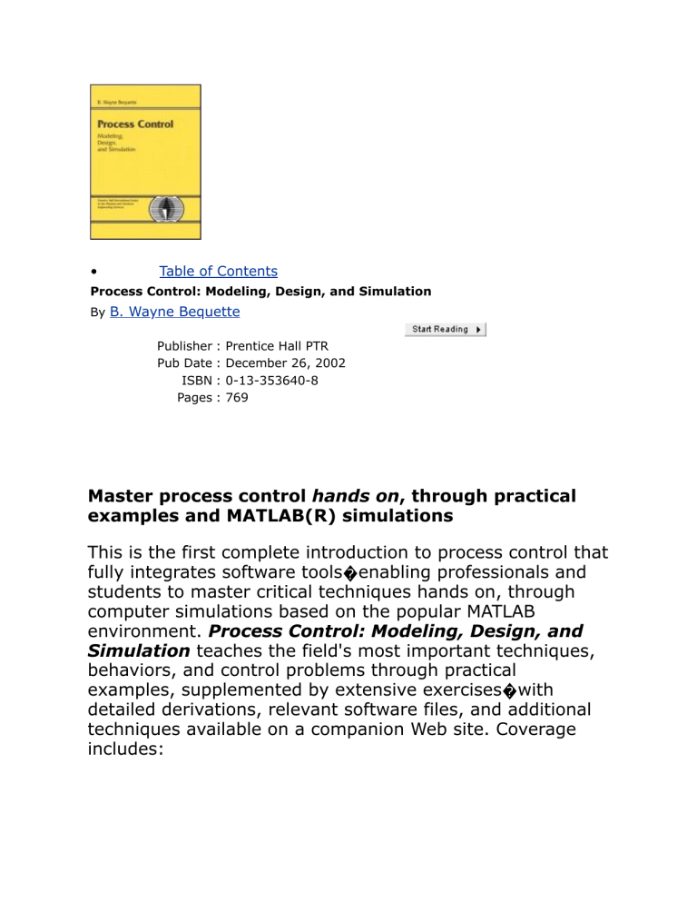 Process Control Textbook | Modeling & Simulation