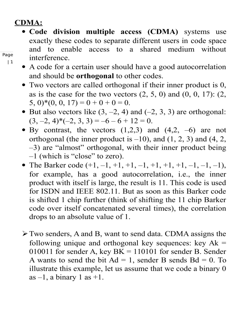 Understanding CDMA: Orthogonal Codes and Signal Spreading