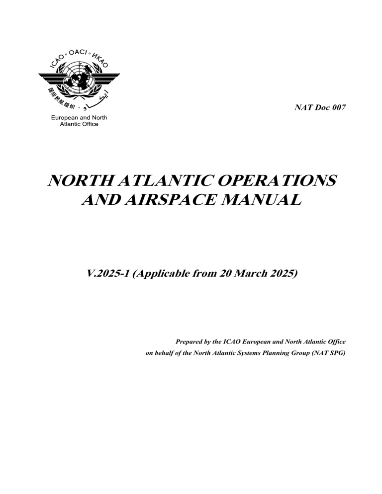 ICAO NAT Doc 007: North Atlantic Operations Manual