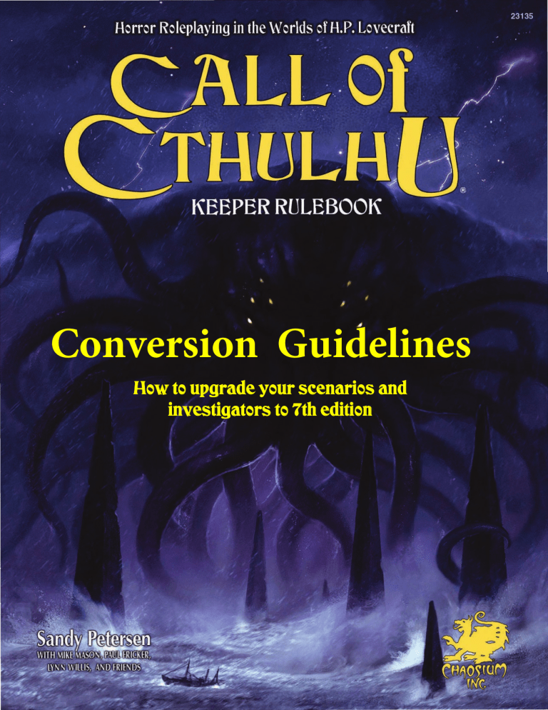Call of Cthulhu 7th Edition Conversion Guide