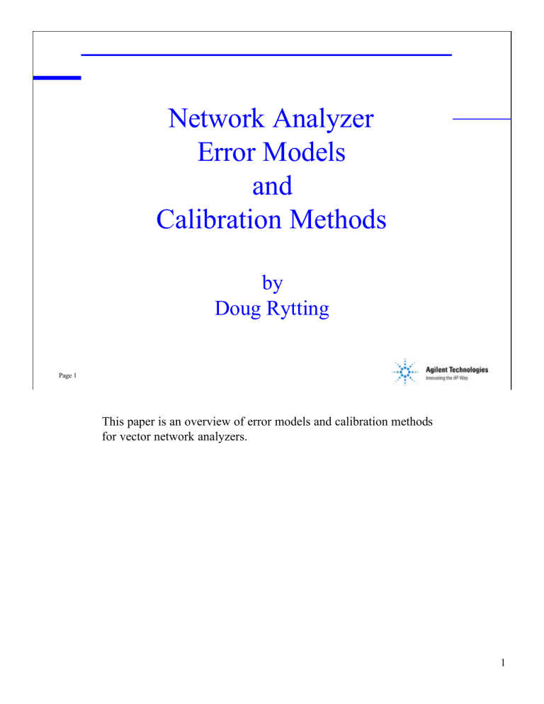 Guide to Network Analyzer Calibration