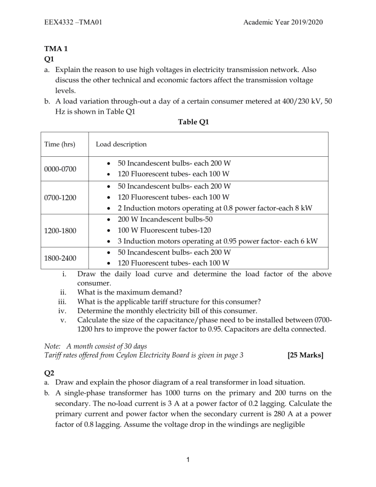 EEX4332 Electrical Engineering Assignment - Power Systems Analysis