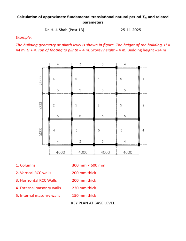 Seismic Time Period Calculation Example | IS 1893