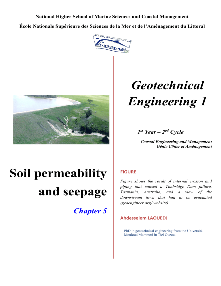 Geotechnical Engineering: Soil Permeability and Seepage