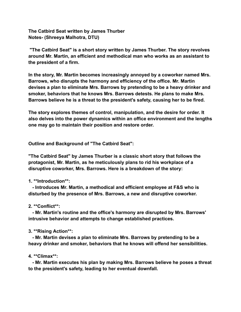 The Catbird Seat by James Thurber: Analysis & Summary