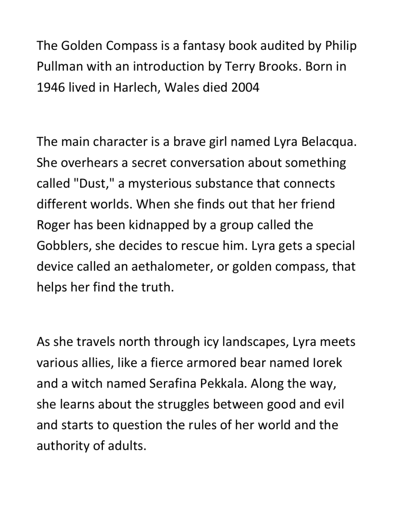 The Golden Compass Book Summary & Analysis