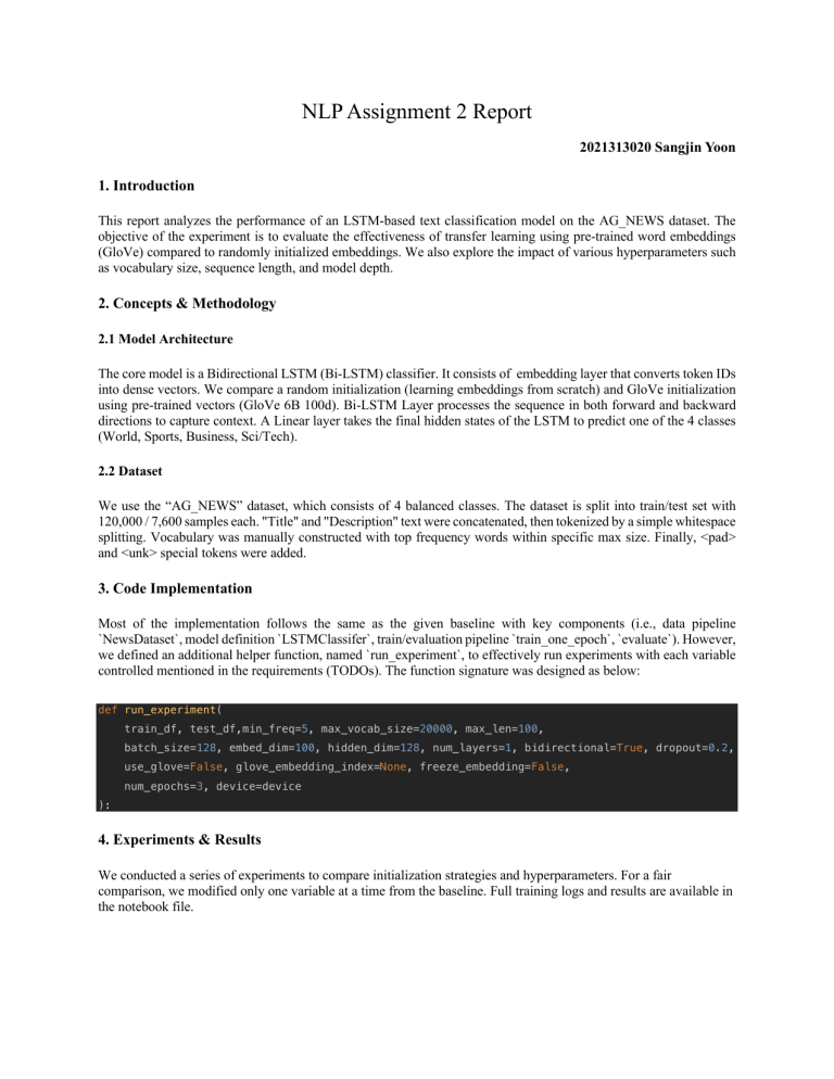 NLP LSTM Text Classification Report