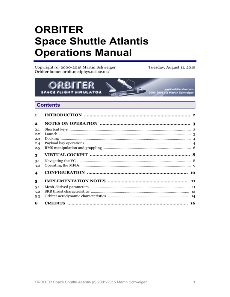 Orbiter Space Shuttle Atlantis Operations Manual