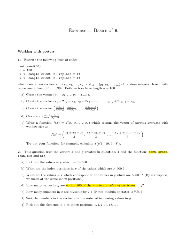 R Programming Basics: Vector Exercises
