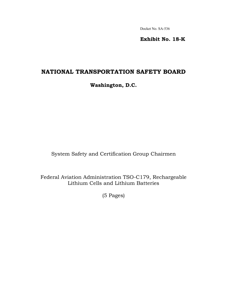 FAA TSO-C179: Lithium Battery Standards