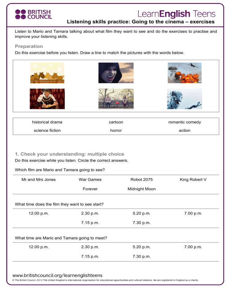 ESL Listening Practice: Going to the Cinema