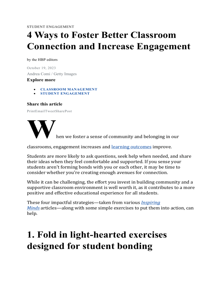 Student Engagement: 4 Classroom Connection Strategies