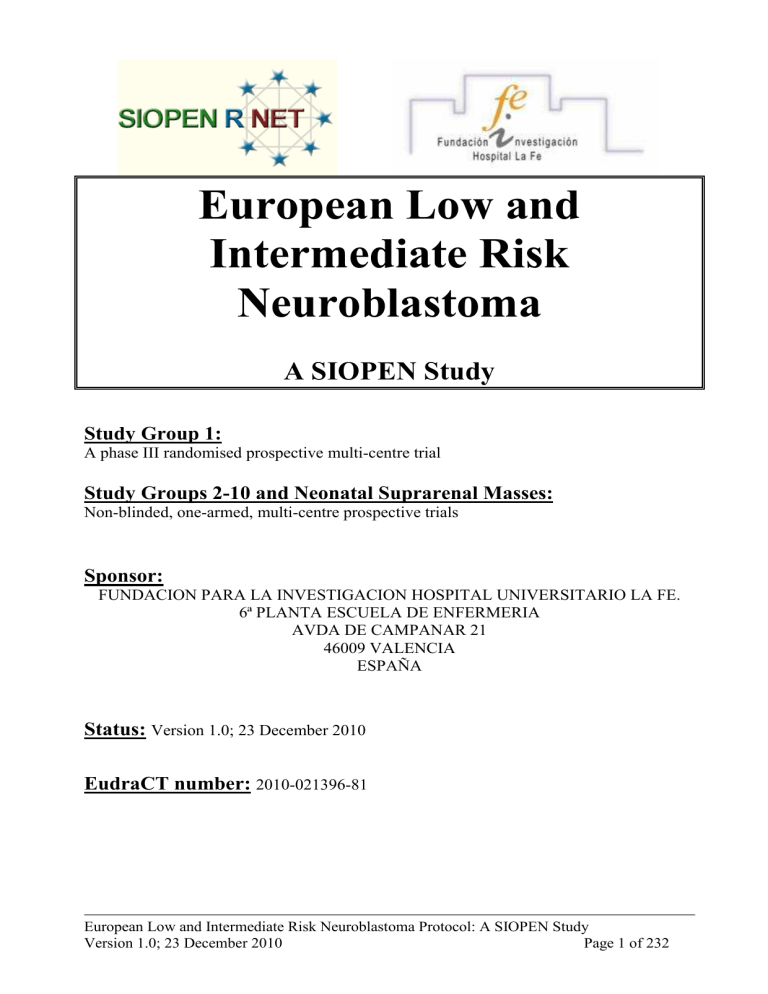 European Neuroblastoma SIOPEN Study Protocol