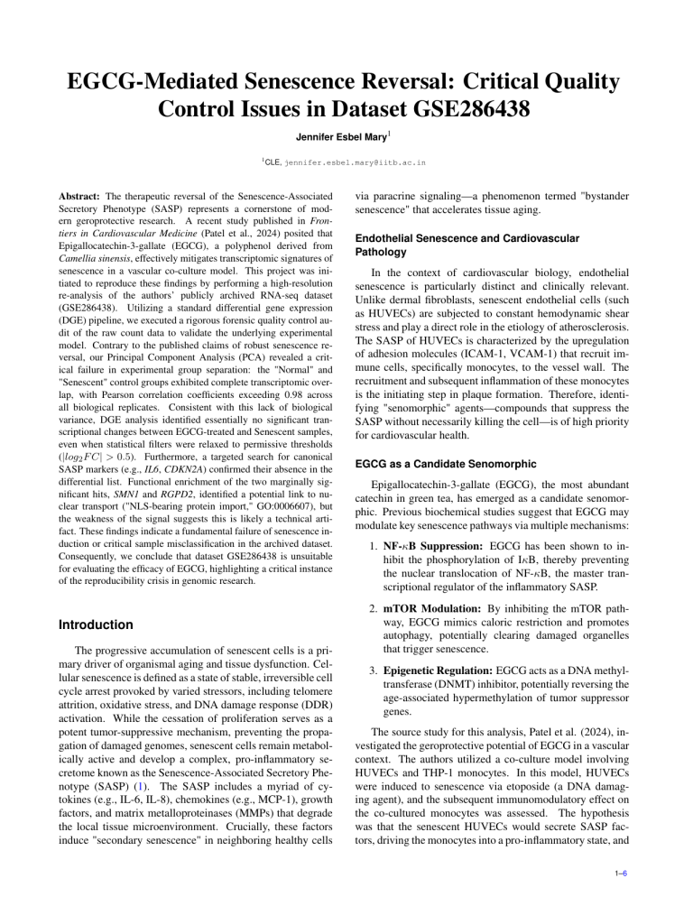 Forensic Bioinformatics of EGCG Senescence Data