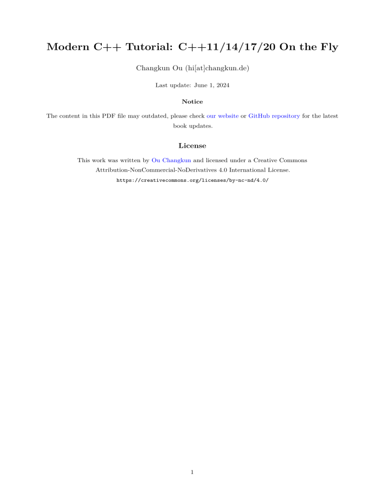 Modern C++ Tutorial: C++11/14/17/20 Guide