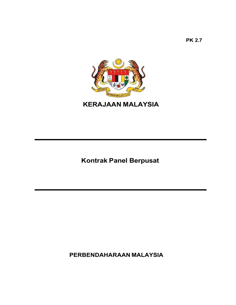 Panduan Kontrak Panel Pusat Malaysia PK 2.7