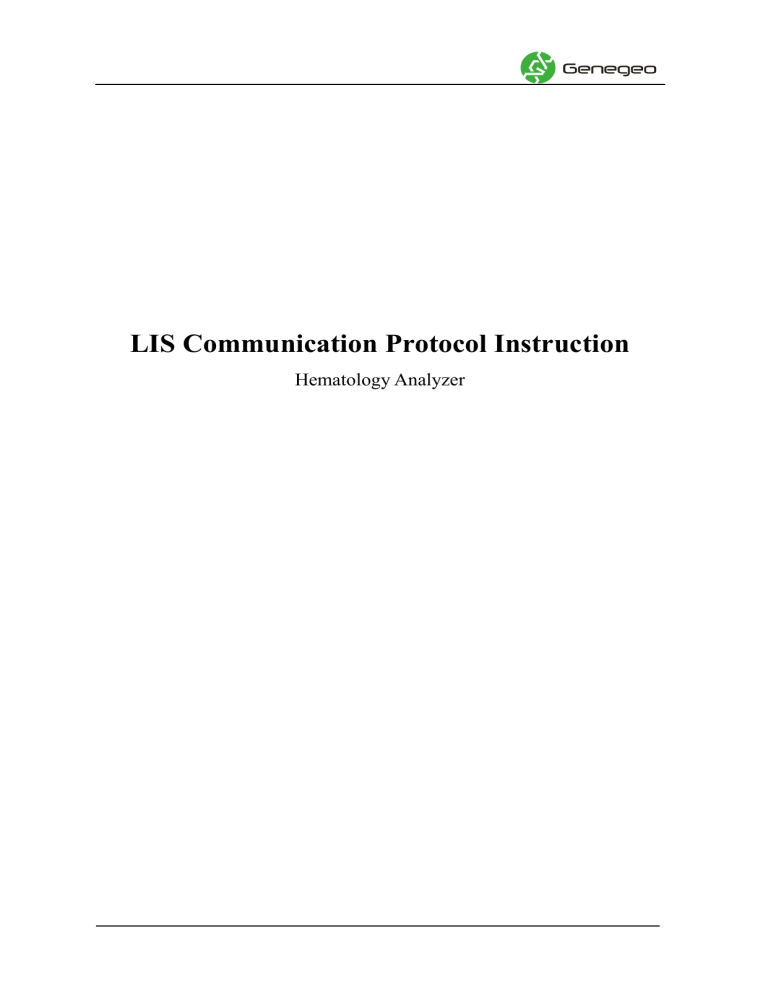 HL7 Protocol Hematology Analyzer Guide