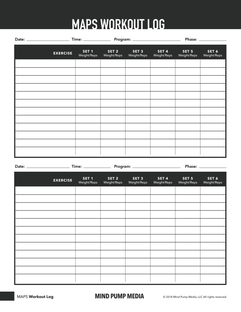 MAPS Workout Log Template