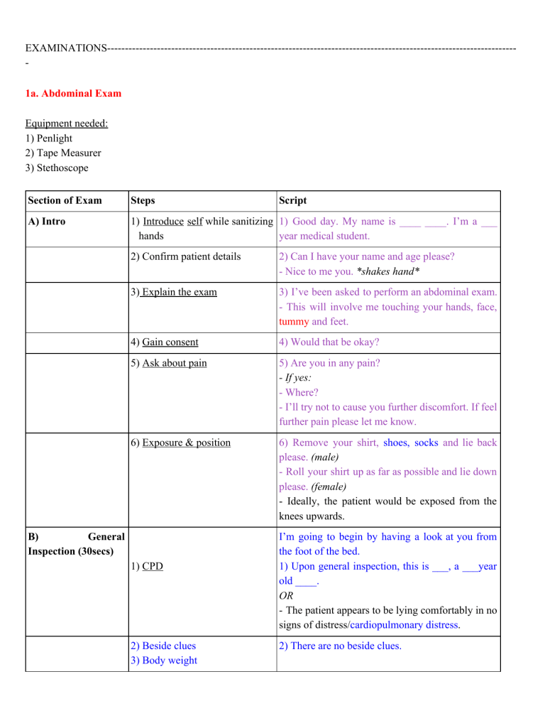 Comprehensive Medical Examination Guide