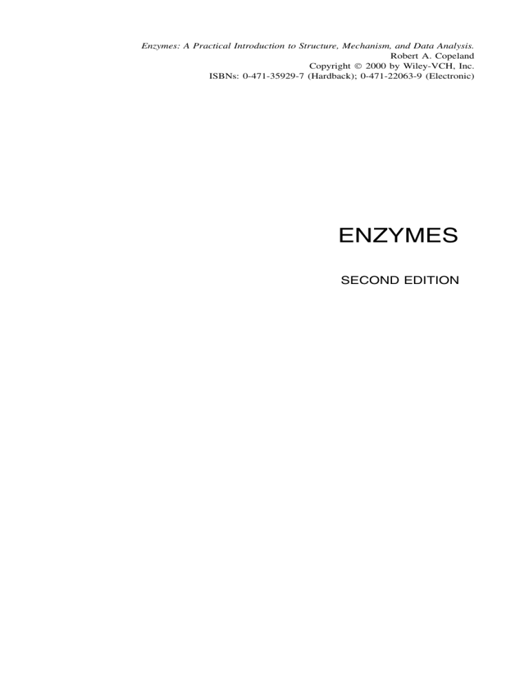 Enzymes: Structure, Mechanism, and Data Analysis