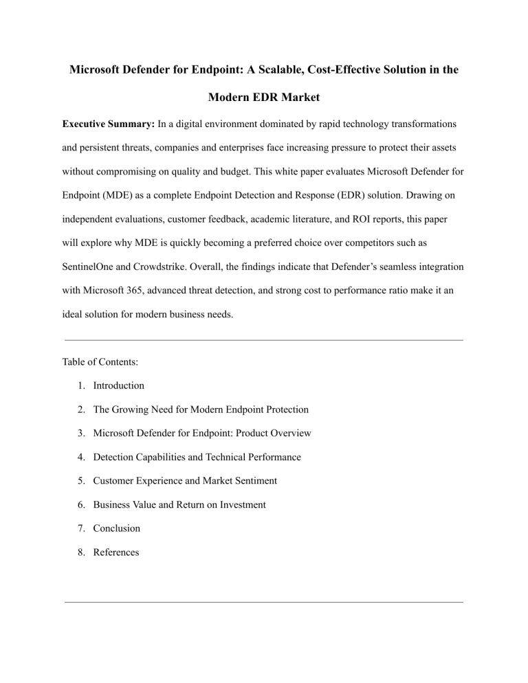 Microsoft Defender EDR Analysis 2025