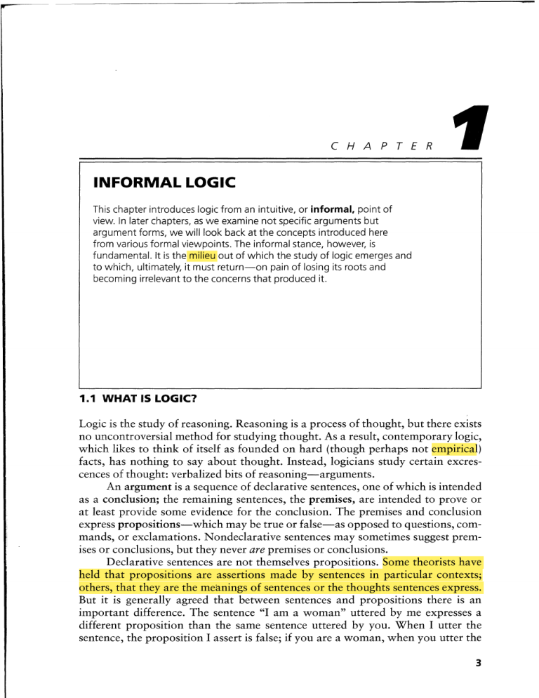 Informal Logic: Arguments & Validity