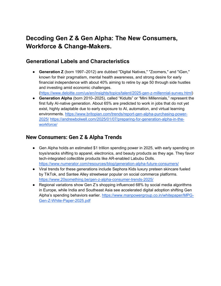 Gen Z & Alpha Consumer & Workforce Trends