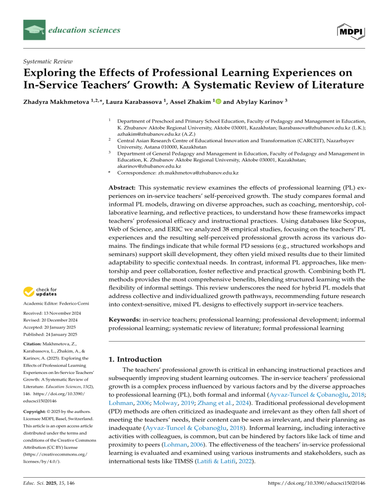 Teacher Growth via Professional Learning Review