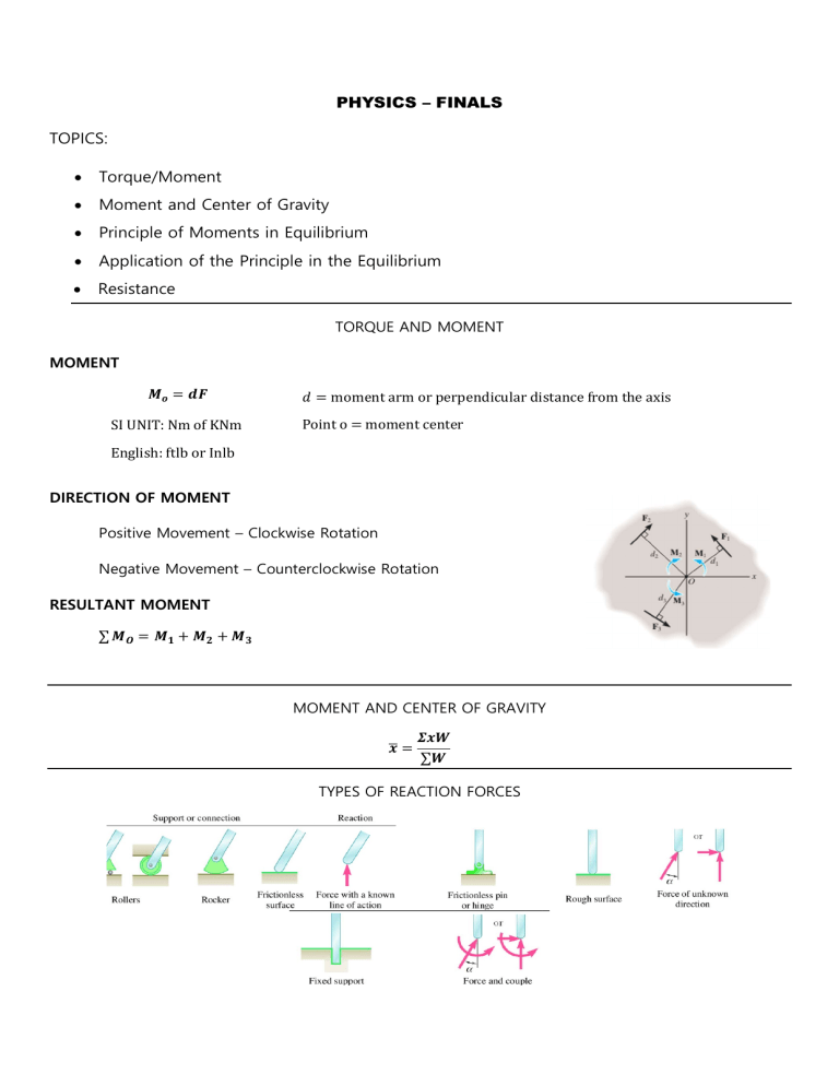 Physics Finals: Torque, Moments & Equilibrium Guide