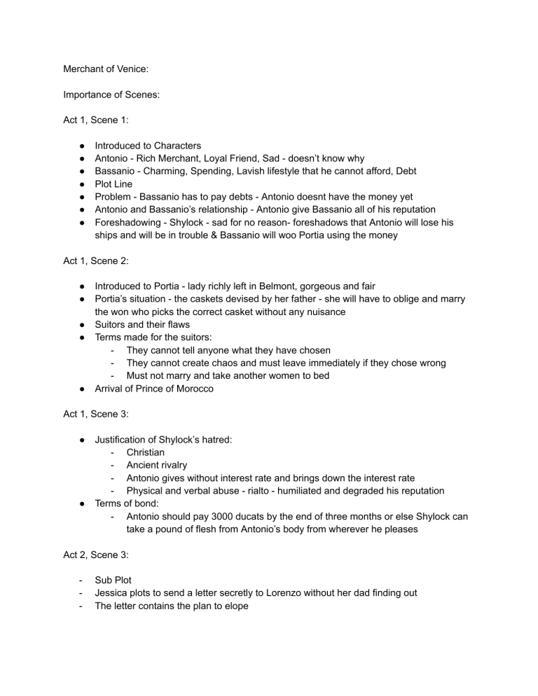 Merchant of Venice Study Guide & Analysis