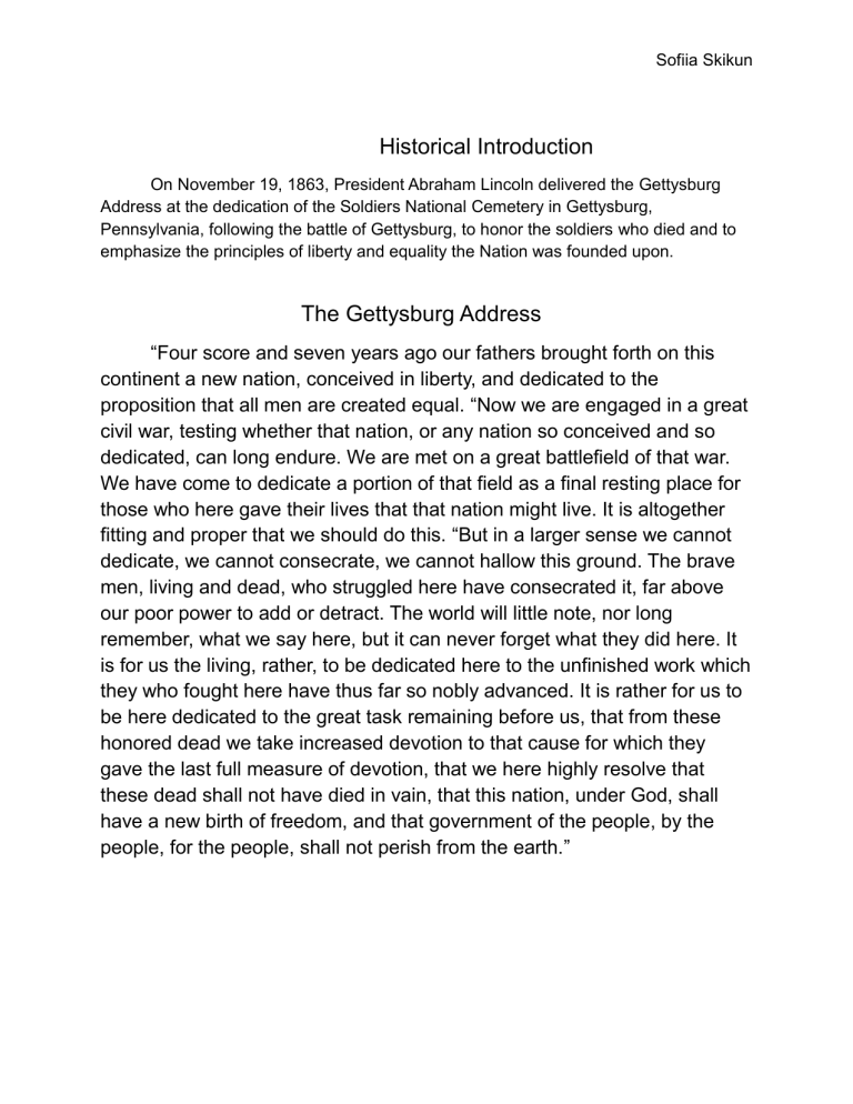 The Gettysburg Address Full Text & Analysis