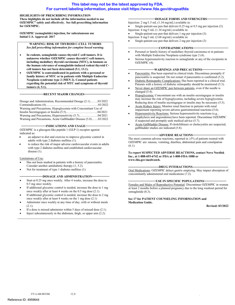 ozempic label
