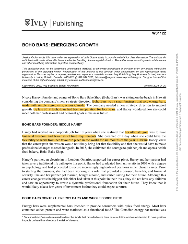 Boho Bars Case Study: Strategic Growth