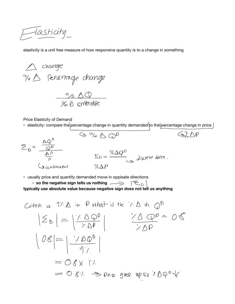 Economics Lecture Notes on Elasticity