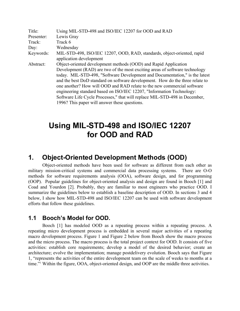 Using ISO 12207 and MIL498